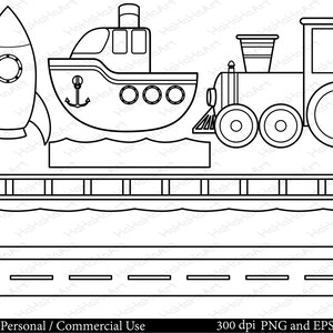 Outline All Transportation Set Clipart - Digital Clip Art Graphics ...