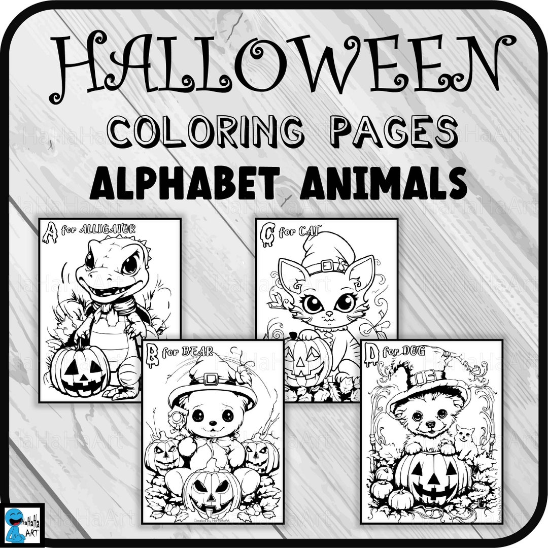 Halloween Coloring Pages Alphabet Animals - JPG and PDF - 1684c - Etsy