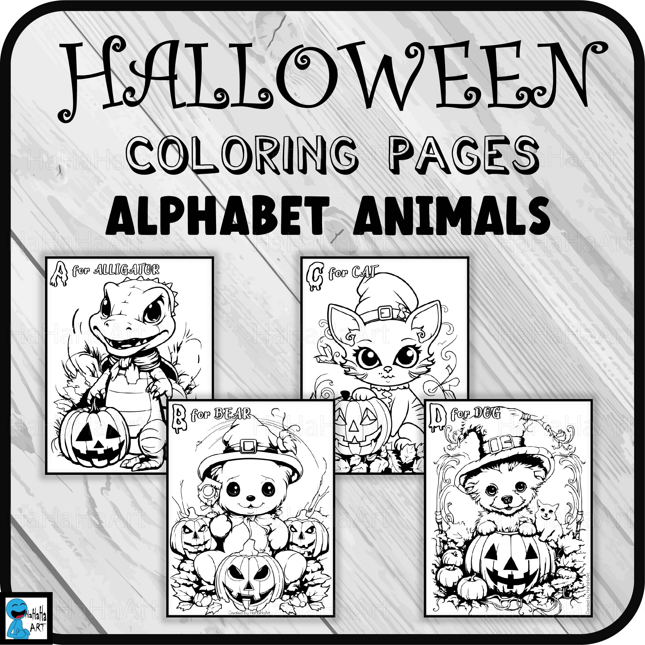 Halloween Coloring Pages Alphabet Animals - JPG and PDF - 1684c - Etsy