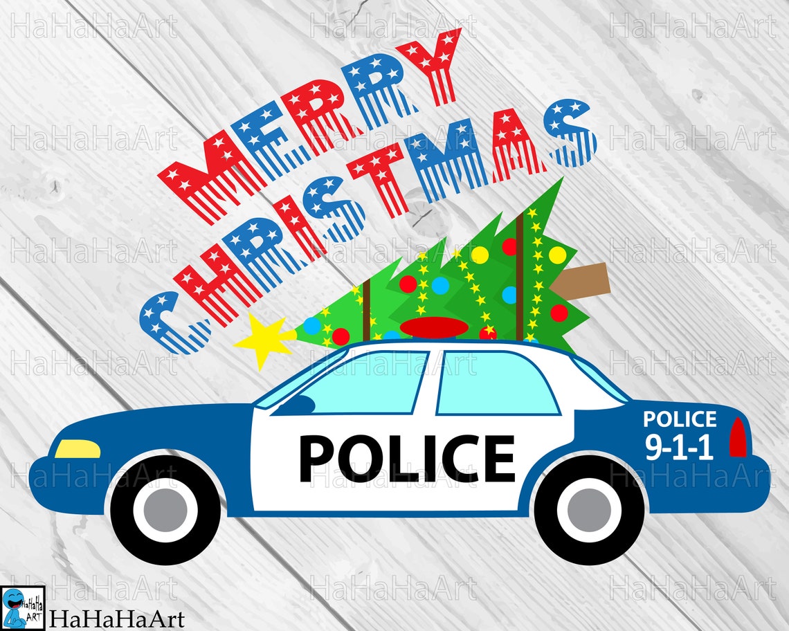 Merry Christmas Police Cars Clip Art / Cutting Files Svg Eps | Etsy
