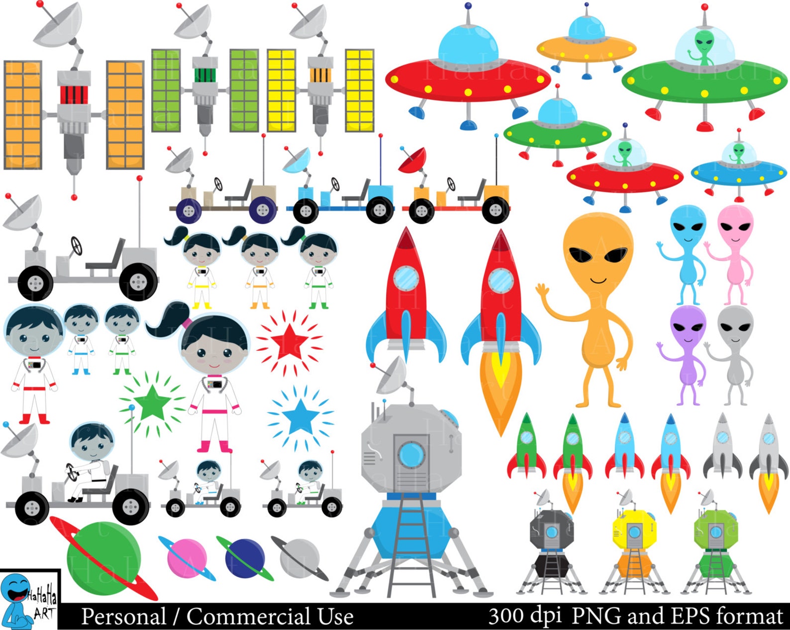 Moon Landing - Set Clipart - Digital Clip Art Graphics, Personal ...