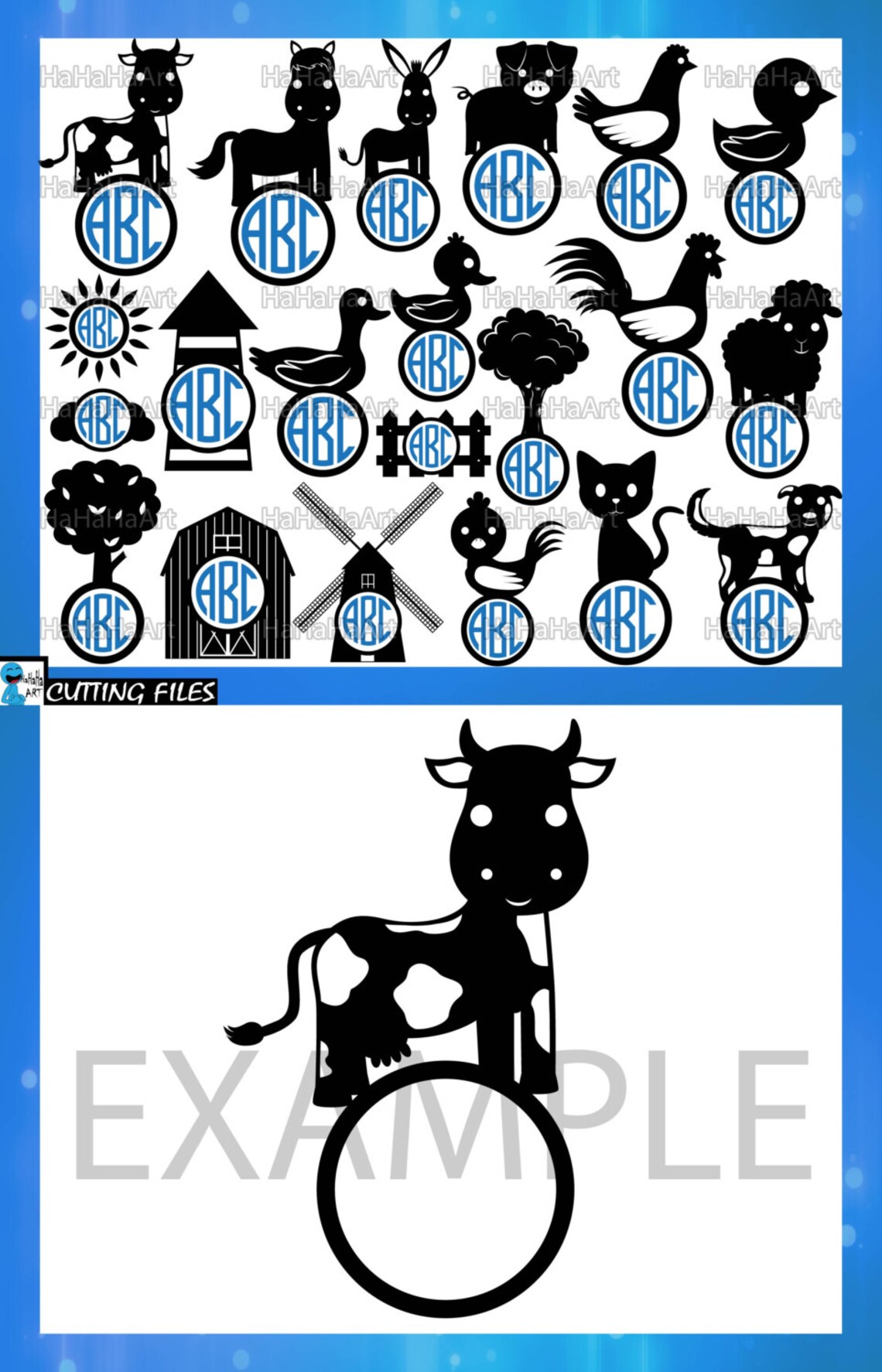 Big Farm Animals Monogram Cutting Files Svg Png Jpg Eps Dxf - Etsy