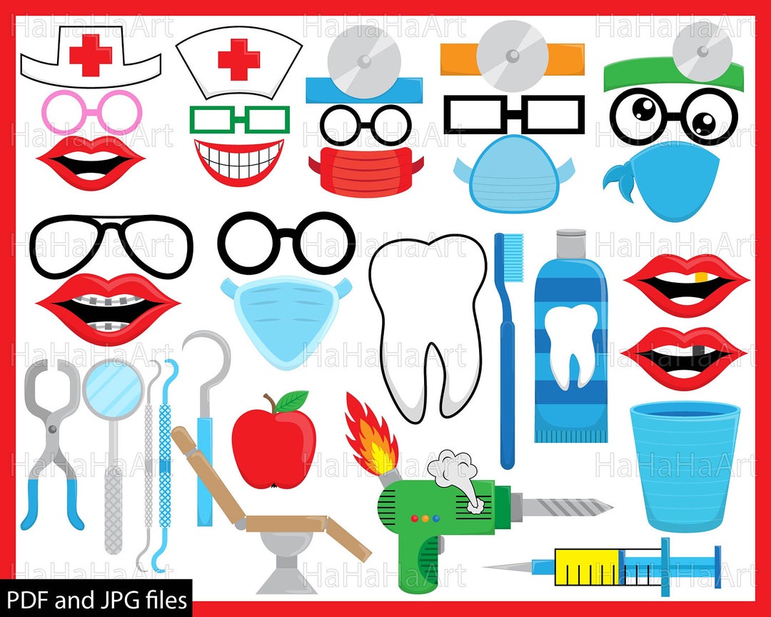 Dentist Props - PDF JPG Digital Graphic Design Clipart Commercial Use ...