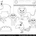 Outline Safari Animals- Digital Clipart, Clip Art Graphics, Personal ...