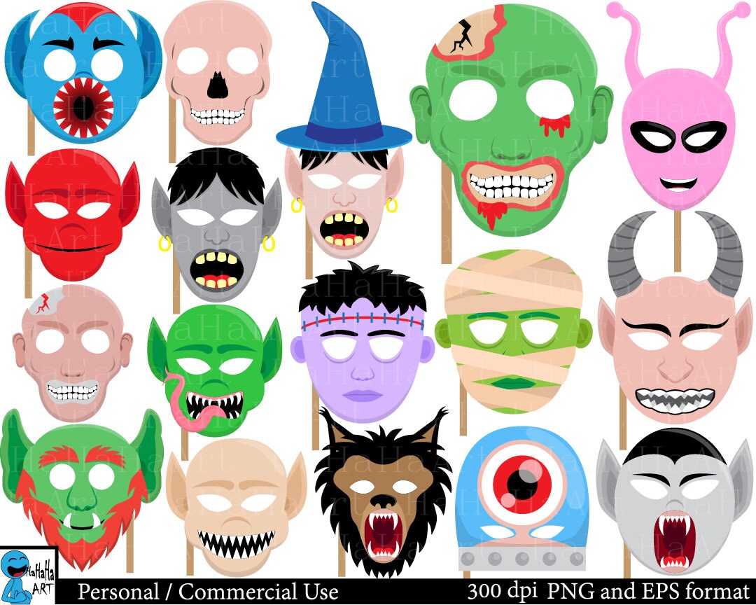 Scary Monsters Props Set Clipart Digital Clip Art - Etsy