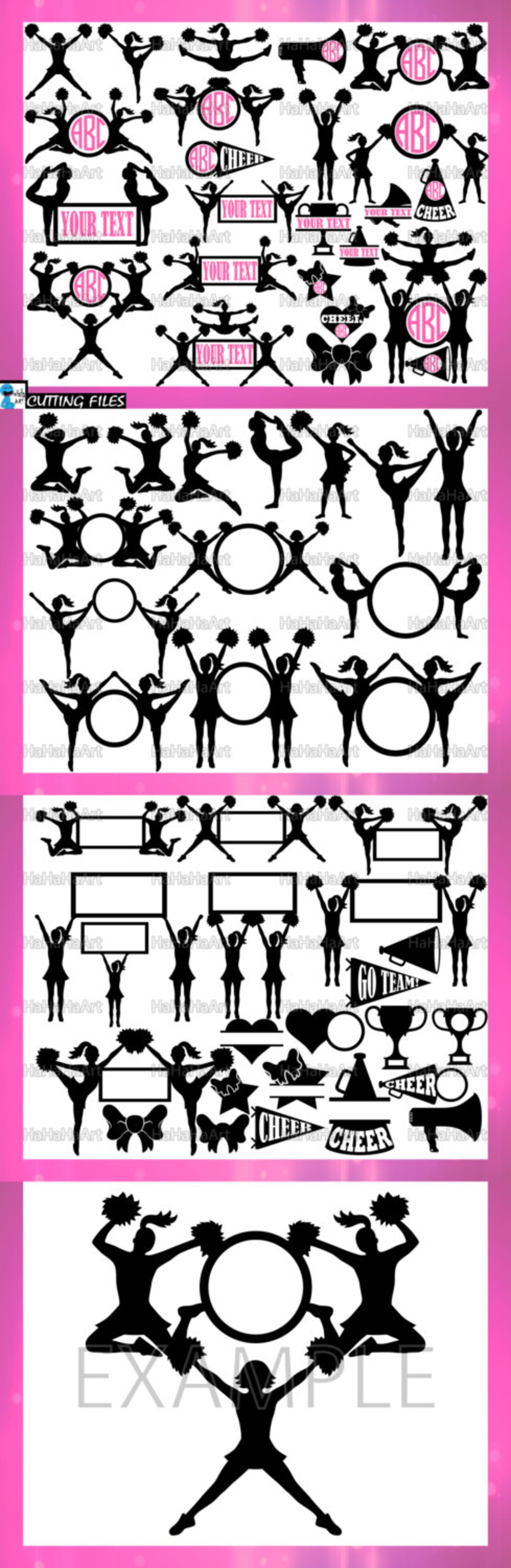 Cheer Monogram V4 Black Cutting Files Svg Png Jpg Eps Dxf - Etsy