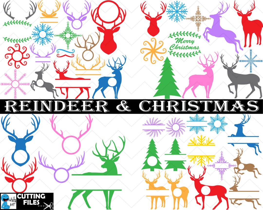 Reindeer Monogram SVG Bundle: Christmas Cutting Files (digital Download ...