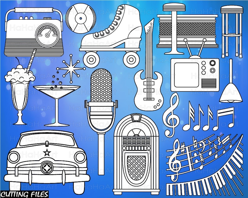 Outline the 50s Digital Cutting Files Svg Png Eps Jpg | Etsy