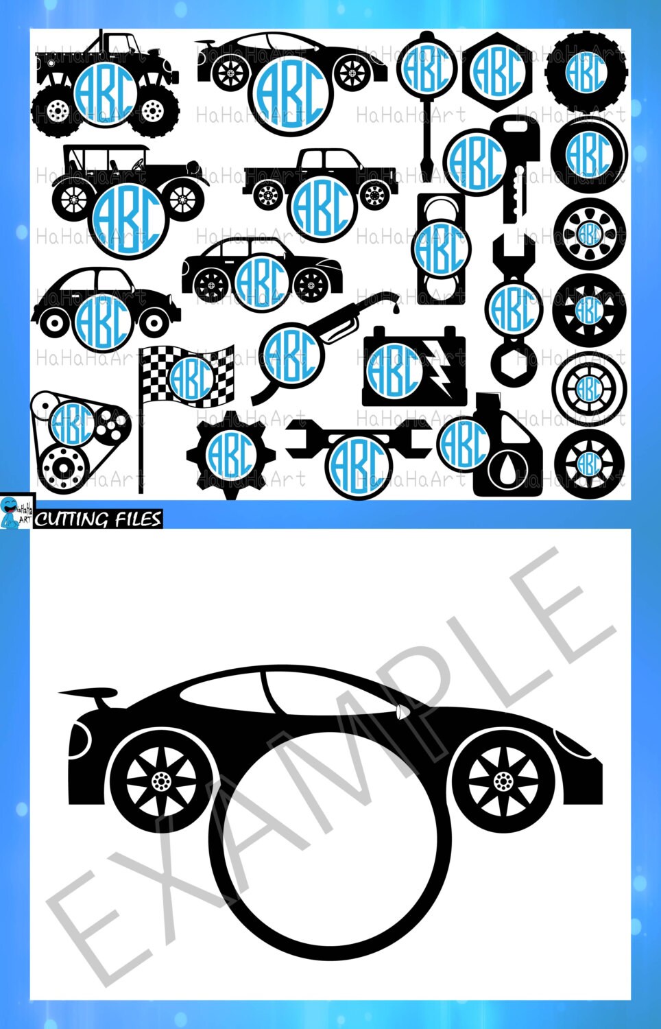 Cool Cars Monogram Black Cutting Files Svg Png Jpg Eps Dxf Digital ...