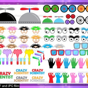Crazy Scientist Props - Clipart PDF JPG Digital Graphic Design ...