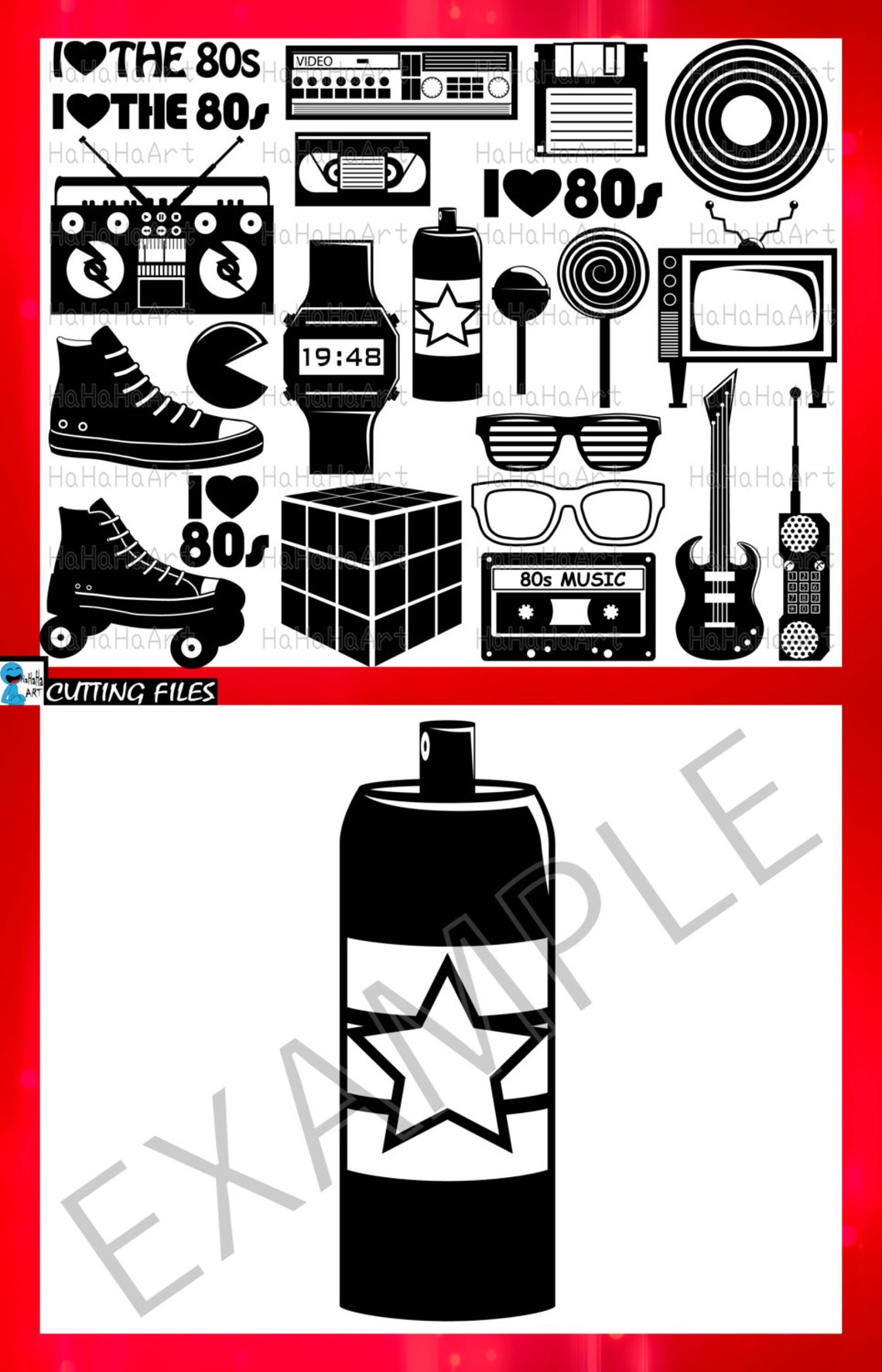 I Love the 80s V2 Monogram Black Cutting Files Svg Png Jpg | Etsy