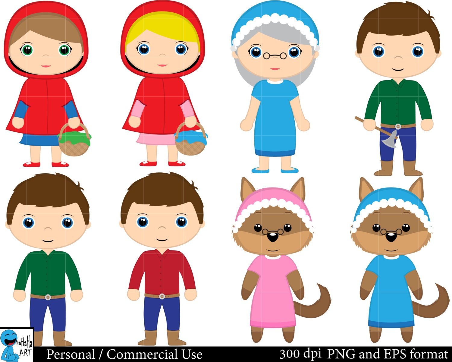 Little Red Riding Hood Set Clipart - Digital Clip Art Graphics Personal ...
