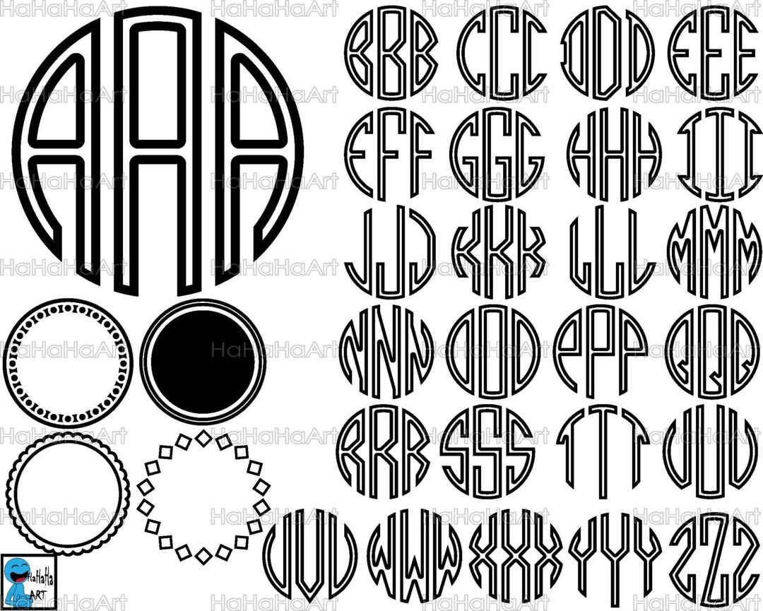 Monogram Alphabet Outline Black - Cutting Files Svg Png Jpg Eps Dxf ...