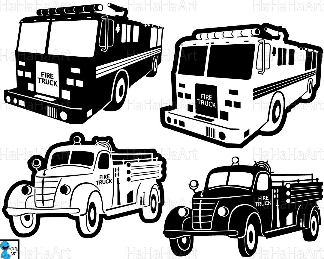 Fire Trucks Monogram - Clipart / Cutting Files Svg Pdf Png Jpg Eps Dxf ...