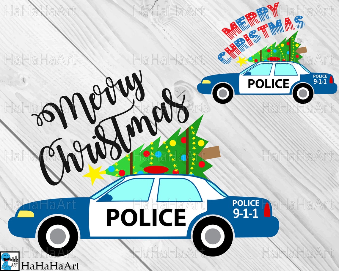 Merry Christmas Police Cars - Clip Art / Cutting Files Svg Eps Dxf Png ...