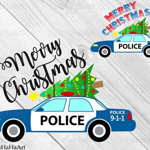 Merry Christmas Police Cars - Clip Art / Cutting Files Svg Eps Dxf Png ...