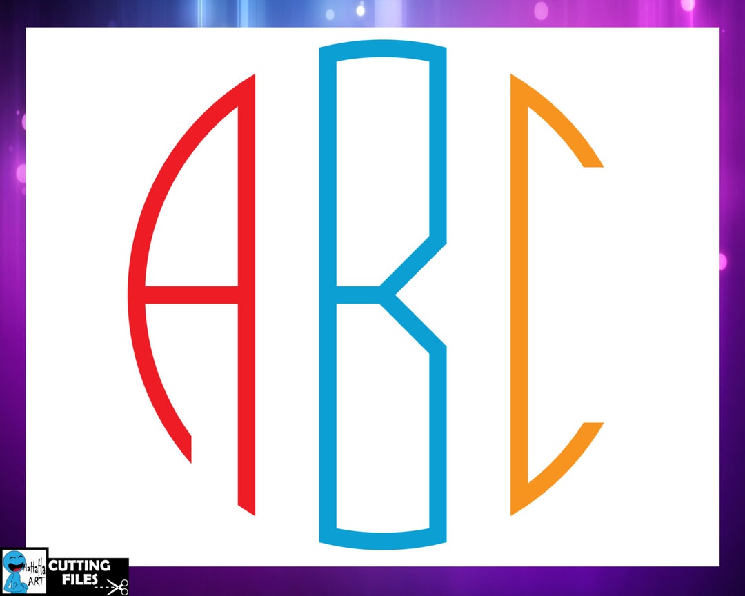 Color Slim Three Letter Alphabet Cutting Files Svg Jpg Dxf Eps Digital ...