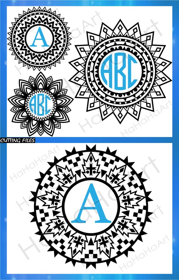 Tribal Frame Monogram V1 Cutting Files Svg Png Jpg Eps Dxf | Etsy