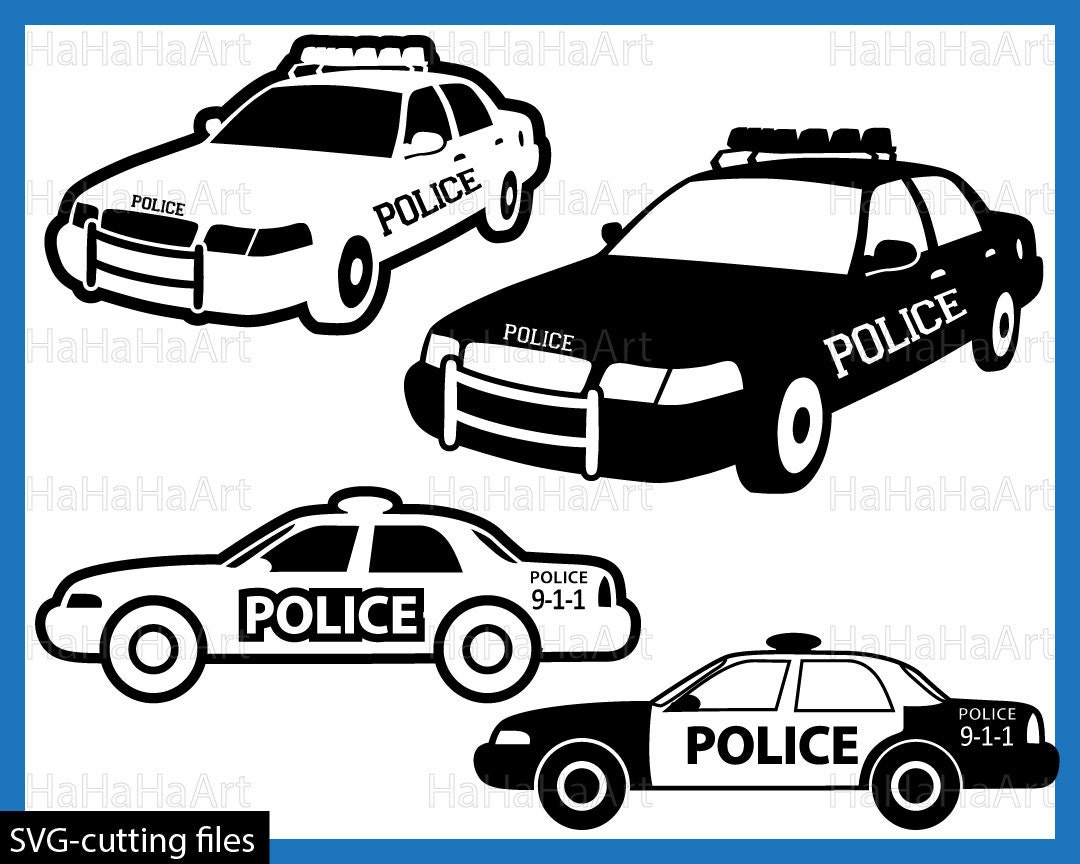Police Car Monogram - Cutting Files Svg Png Jpg Eps Dxf Digital Graphic ...