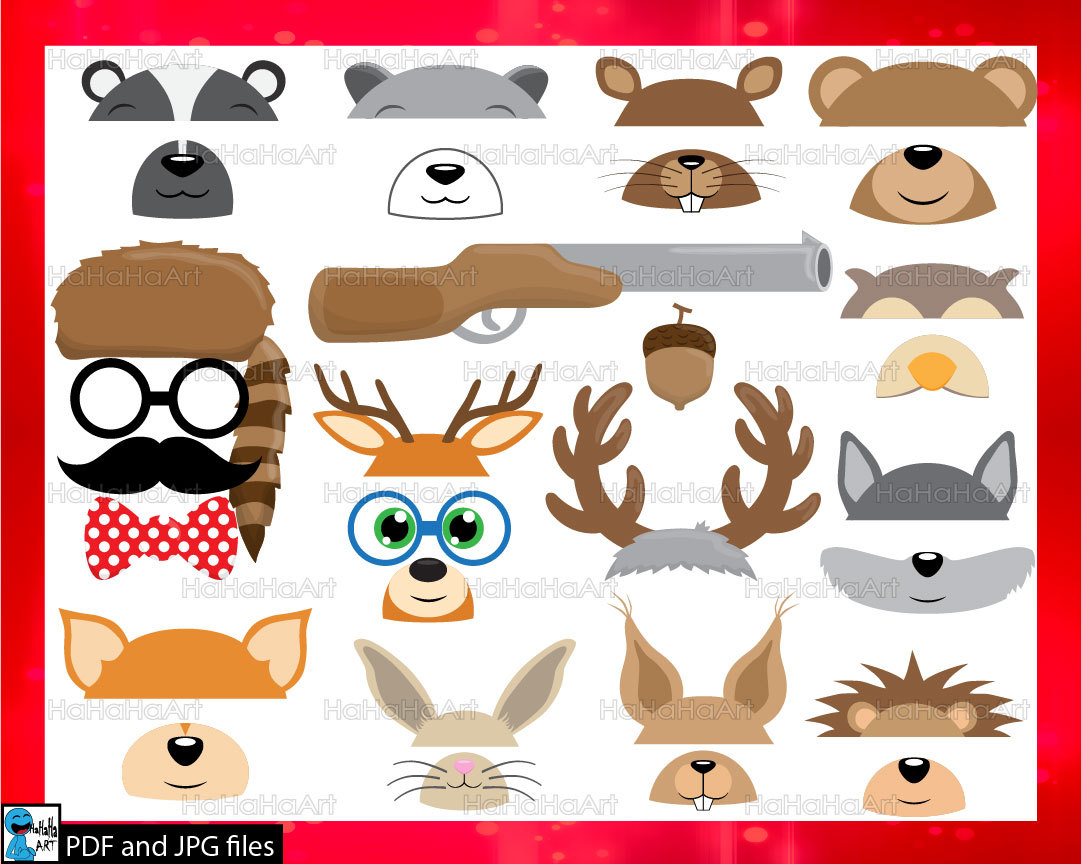 Woodland Animals Props v1 ClipArt PDF JPG Digital Graphic | Etsy