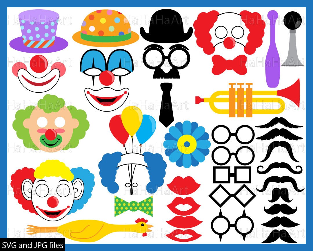Clown Props Cutting Files SVG JPG Digital Graphic Design Instant ...