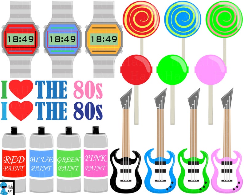 I Love The 80s v1 Digital Clipart Clip Art Graphics | Etsy
