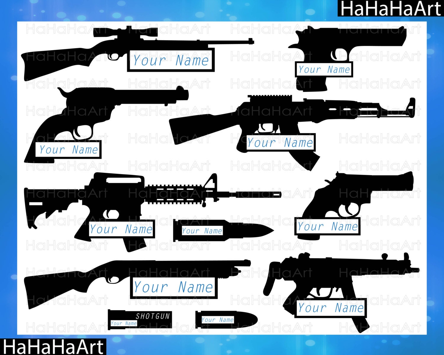 Guns Monogram Split - Cutting Files Svg Png Jpg Eps Dxf Digital Graphic ...