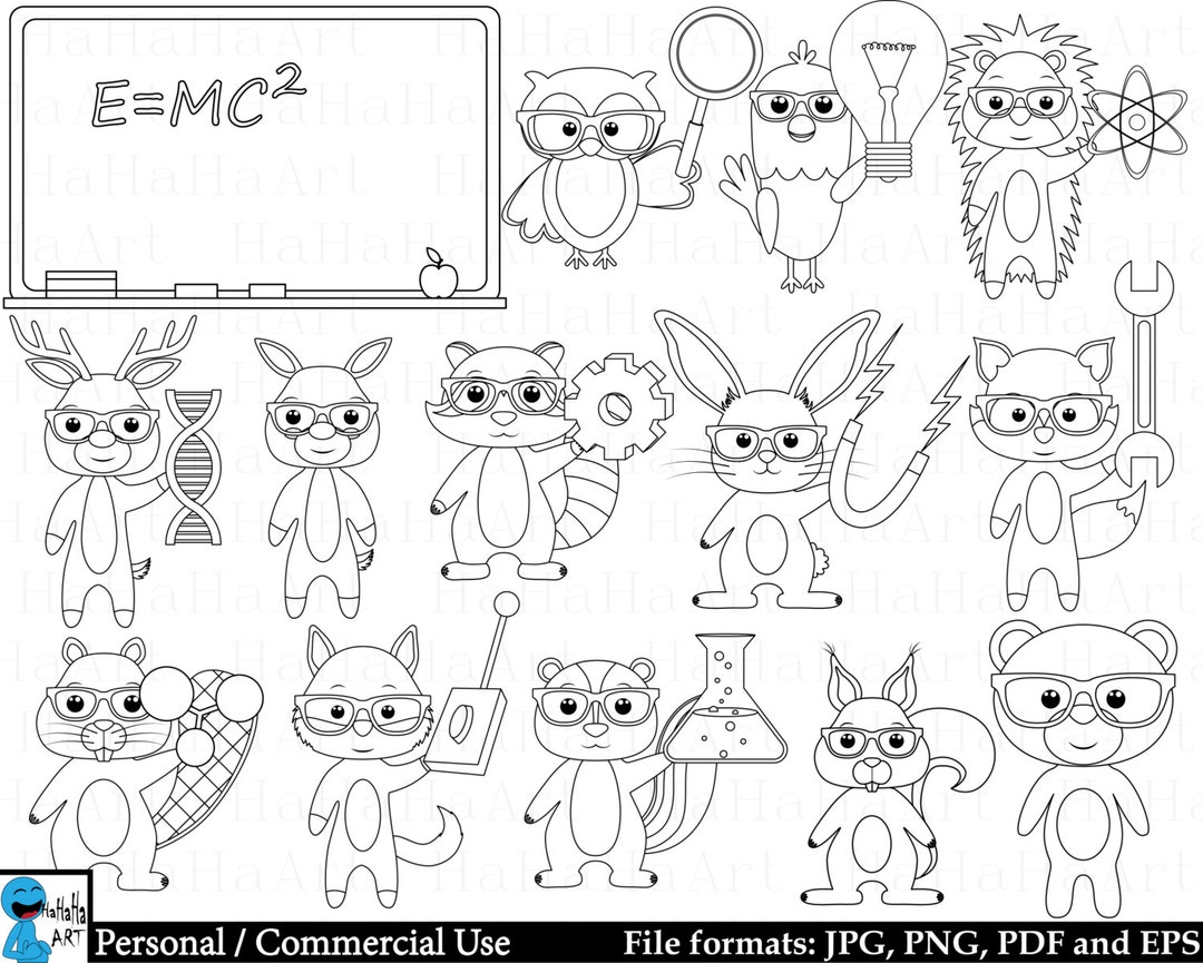 Outline Laboratory Animals Set Clipart Digital Clip Art Graphics ...