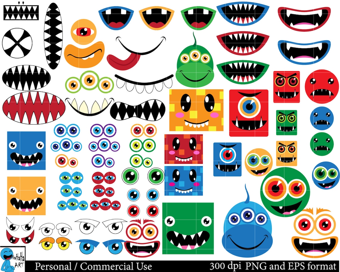 Monsters Set Clipart Digital Clip Art Graphics Personal - Etsy