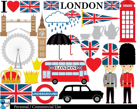 London UK Set Clipart Digital Clip Art Graphics Personal | Etsy
