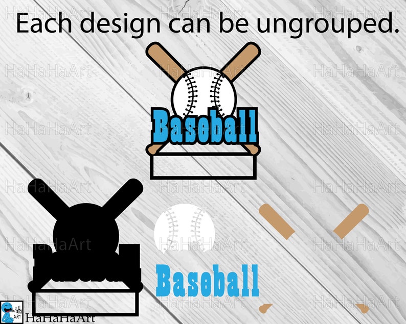 Split Baseball Clipart / Cutting Files Svg Png Jpg Dxf Eps | Etsy