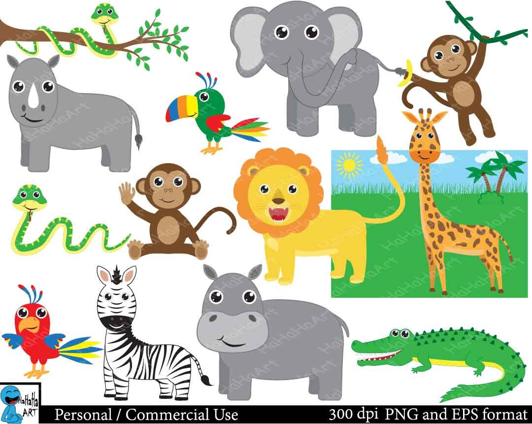 Safari Animals Set Clipart Digital Clip Art Graphics Personal ...
