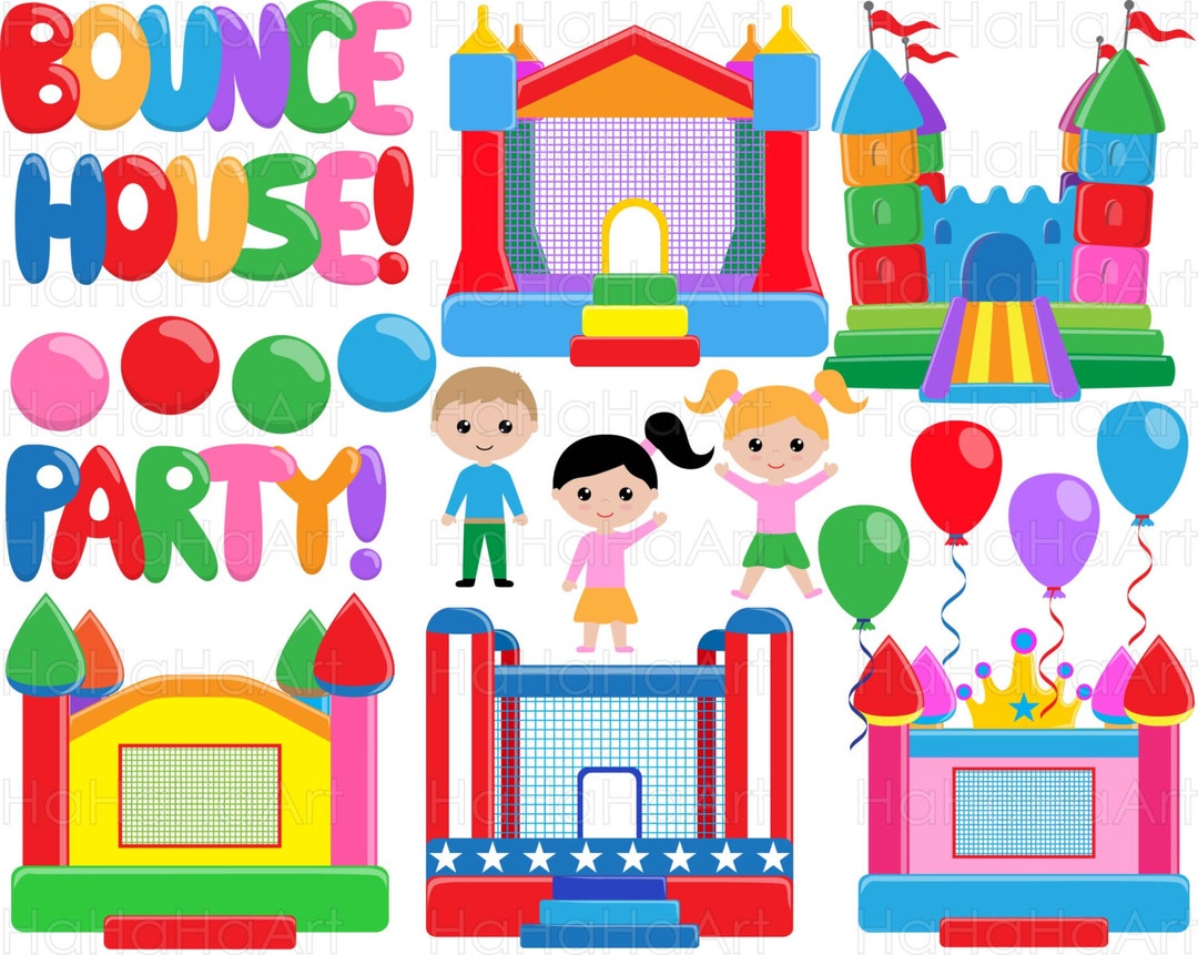Bounce House Party - Digital Clip Art, Jpg Png Pdf Eps Files, Graphic ...