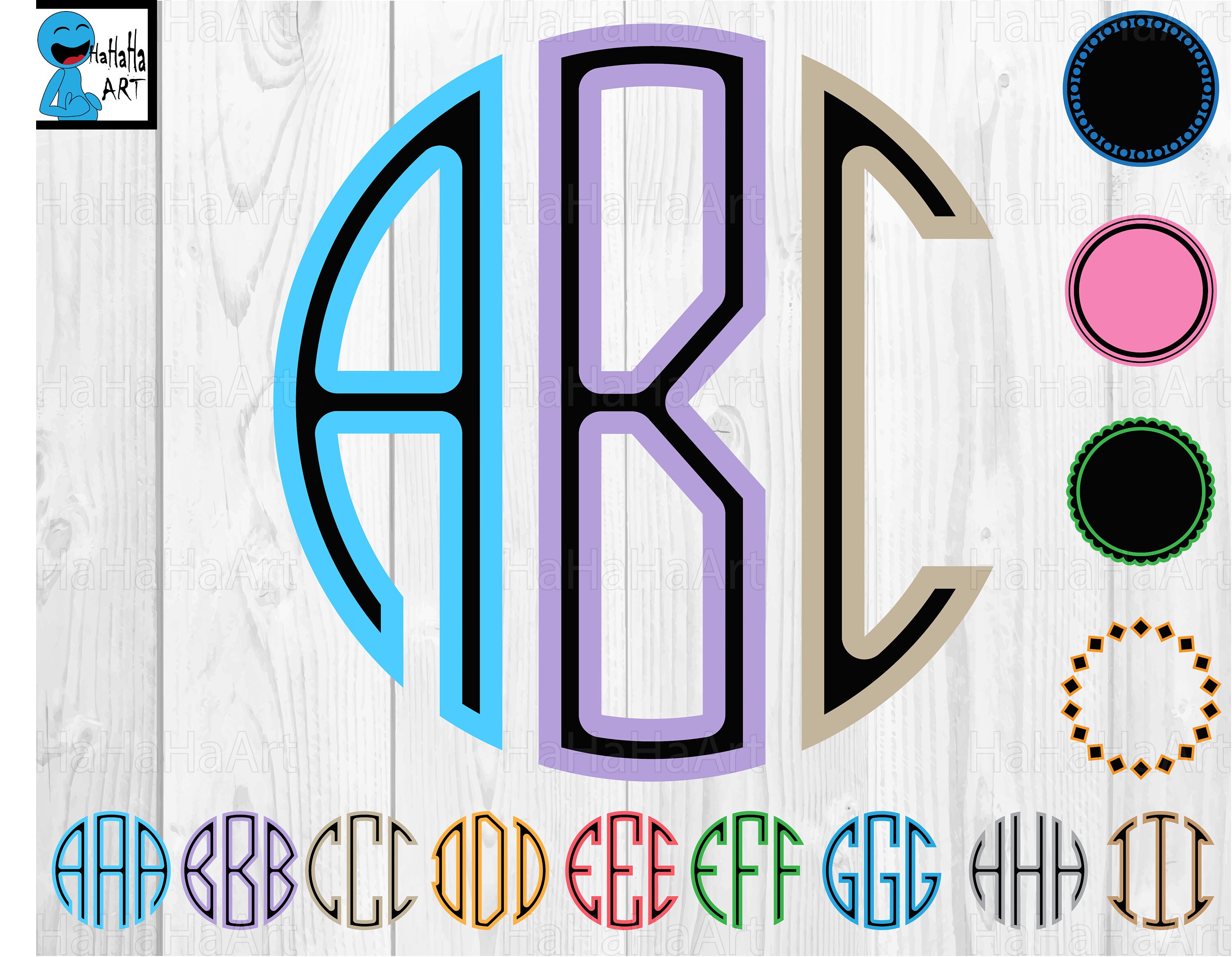 Circle Monogram Alphabet Outline Cutting Files Svg Png Jpg | Etsy