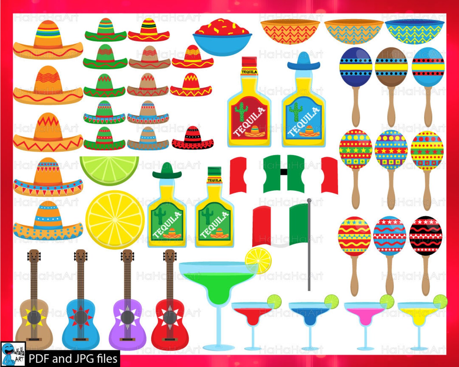Fiesta Props Clipart PDF JPG Digital Graphic Design Commercial Use Prop ...