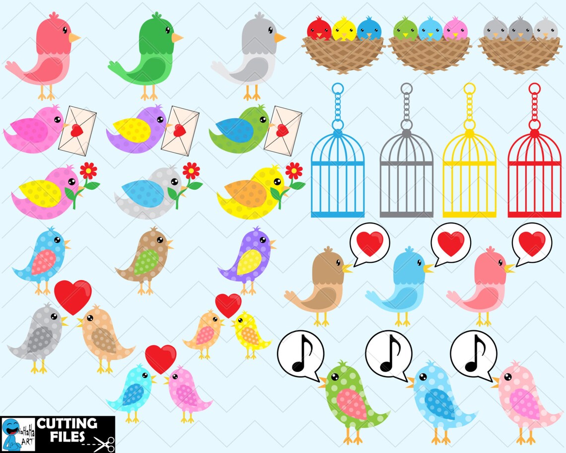 Cute Color Birds Cutting Files SVG EPS PNG Vinyl Cut Instant - Etsy