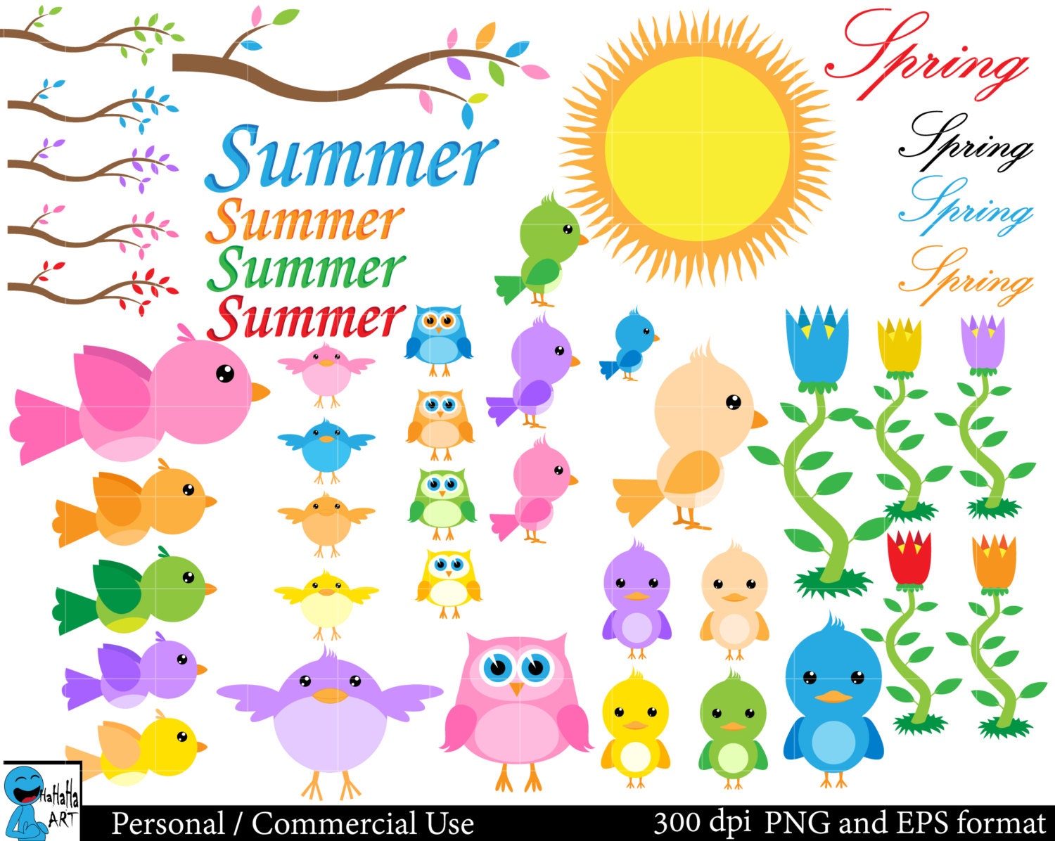 Spring and Summer Set Clipart-151 PNG Files Digital Clip Art - Etsy