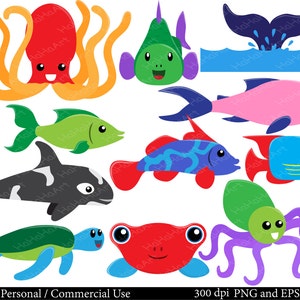Under the Sea Set 1 Clipart Digital Clip Art Graphics, Personal ...