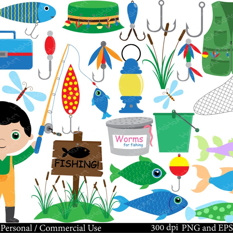 Fishing Clip Art - Etsy