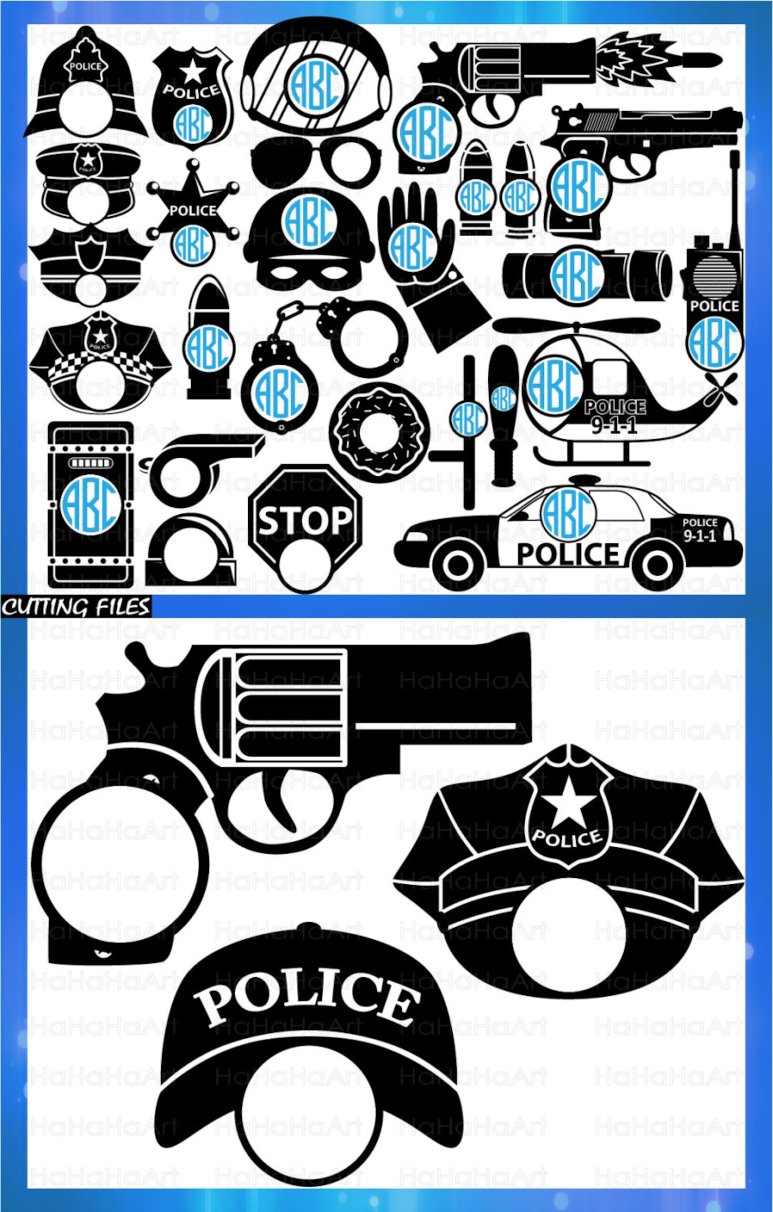 Police Monogram - Digital Cutting Files Svg Png Eps Jpg Dxf Graphic ...