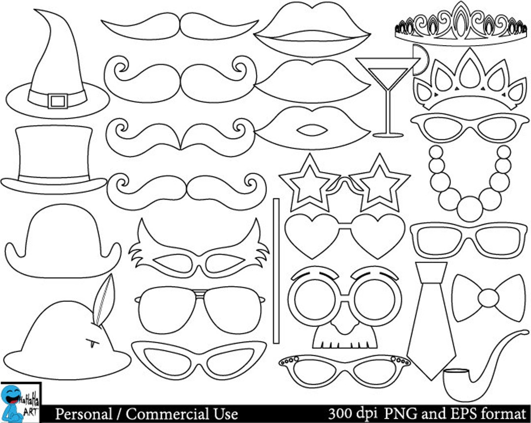Outline Party Booth Set Clipart Digital Clip Art Graphics, Personal ...