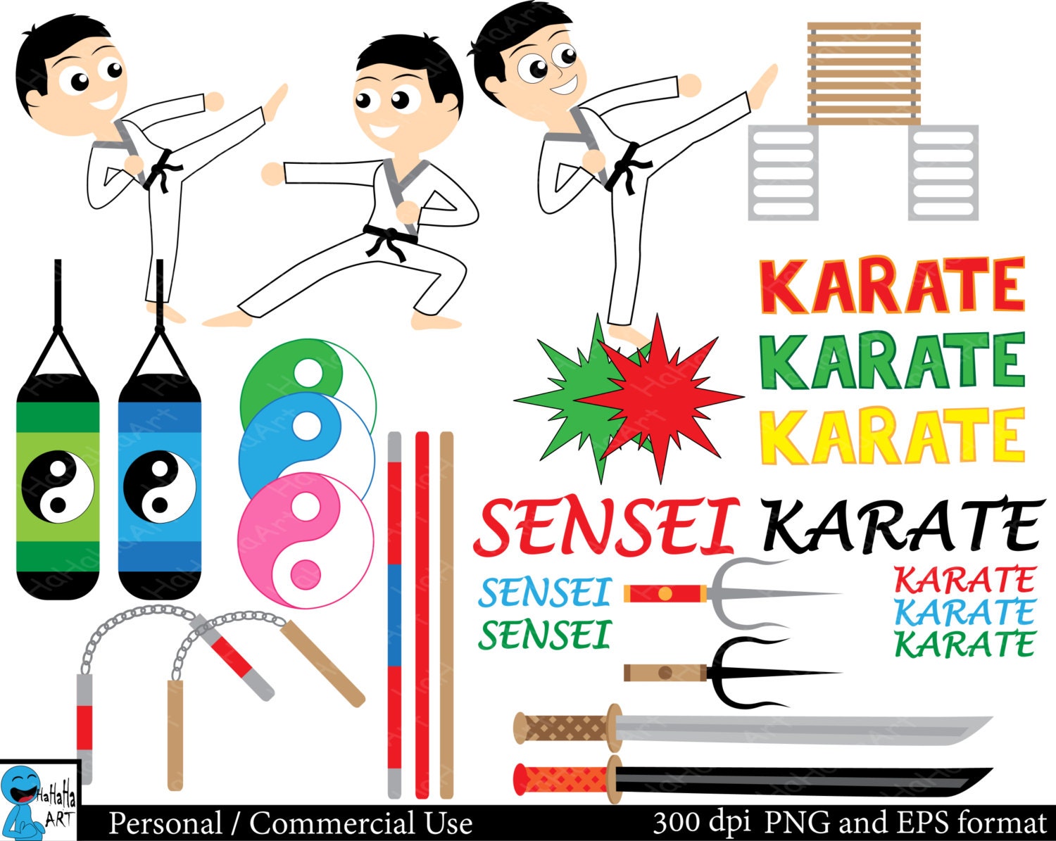 Karate Kids Set Clipart Digital Clip Art Graphics - Etsy