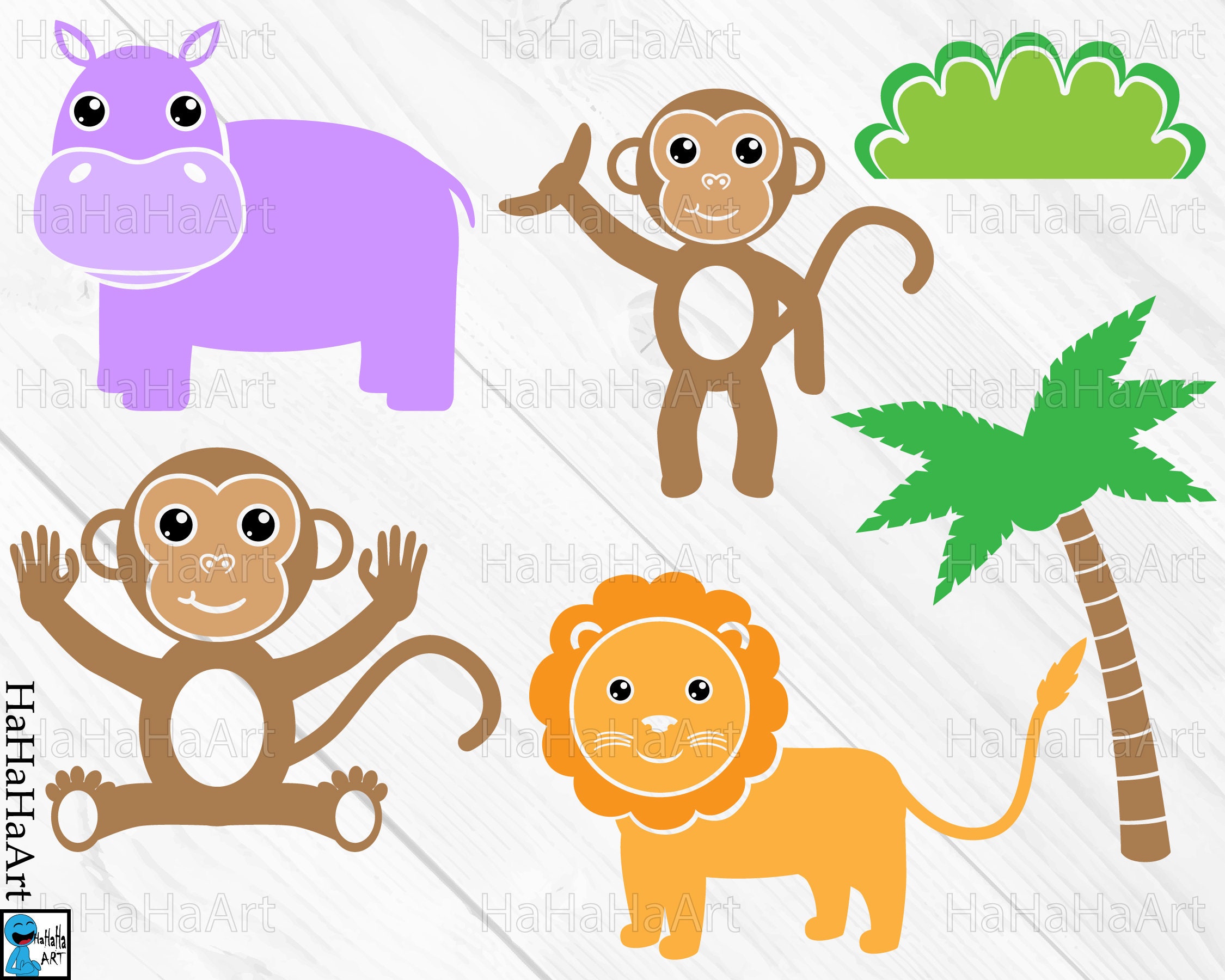 Safari Animals Monogram - Clipart / Cutting Files Svg Png Jpg Dxf Eps ...