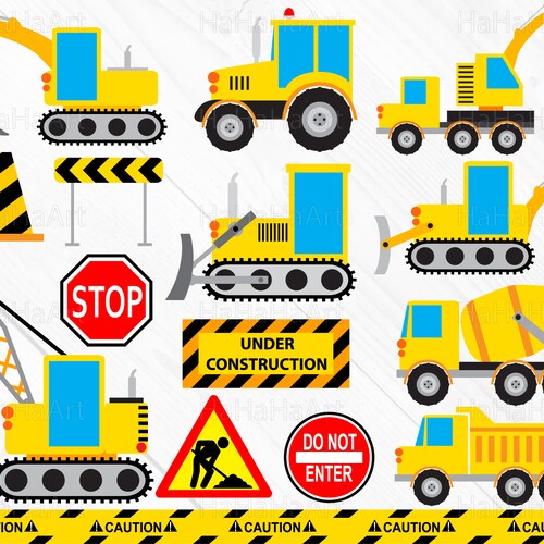 Truck SVG PNG DXF Clipart Construction Dump Truck Crane Digger | Etsy ...