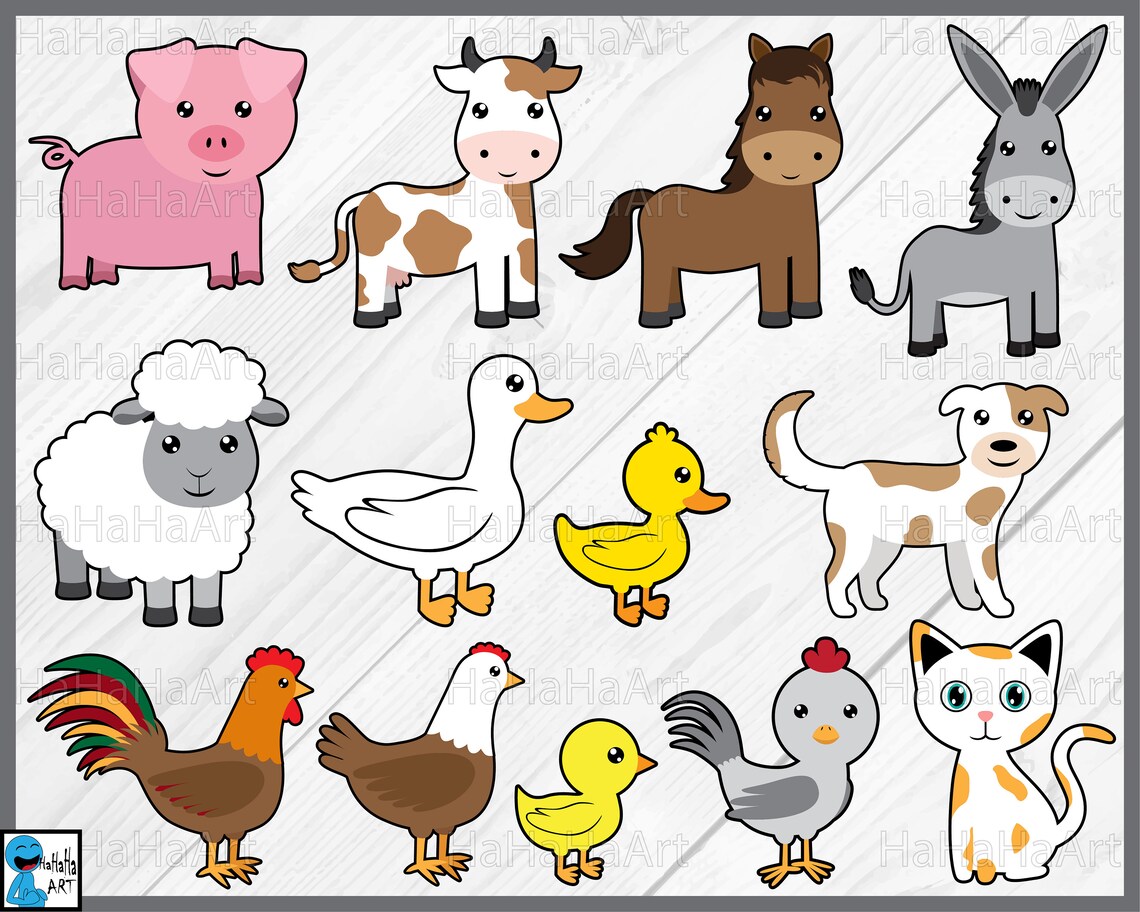 Farm Animals - Clipart / Cutting Files Svg Png Jpg Dxf Digital Graphic ...