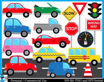 Cute Cars Digital Clip Art Funny Cars Clipart (Instant Download) - Etsy