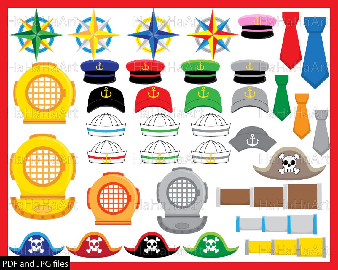 Funny Nautical Props Clipart PDF JPG Digital Graphic Design | Etsy
