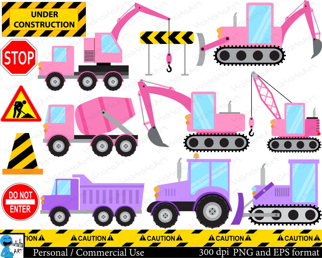 Construction Purple and Pink - Set Clipart - Digital Clip Art Graphics ...