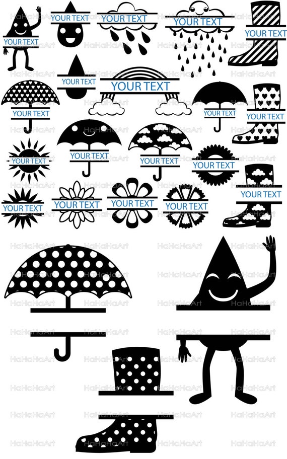 Split Monogram Funny Rain Black Cutting Files Svg Png Jpg | Etsy