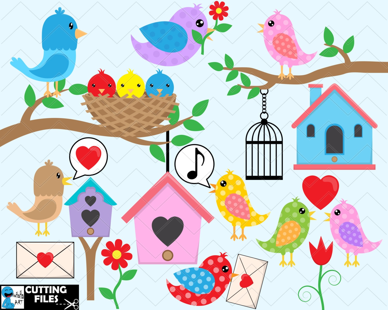 Cute Color Birds Cutting files SVG EPS PNG Vinyl cut Instant | Etsy